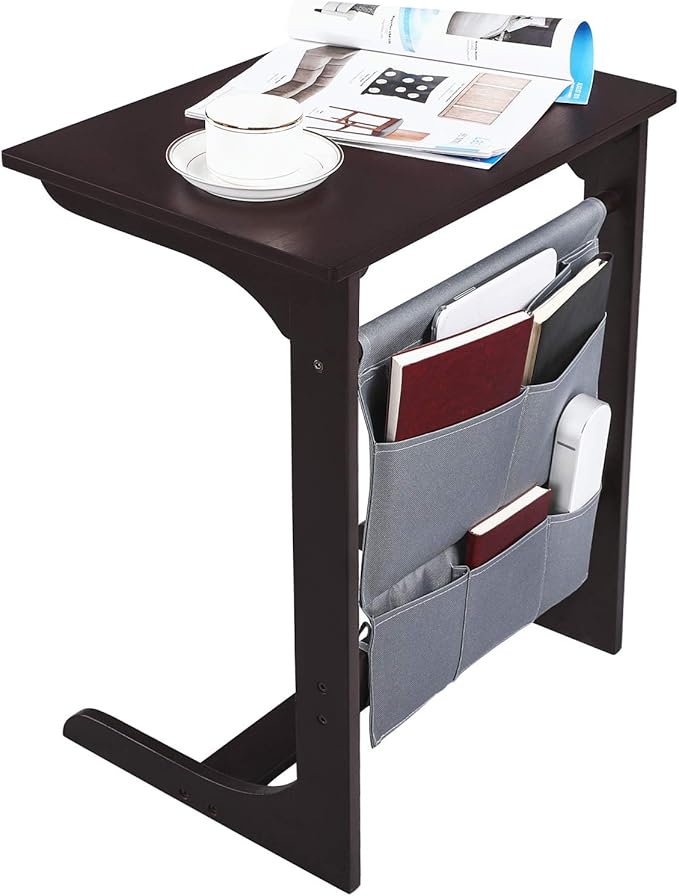 Amazon.com: SONGMICS 100% Bamboo Wood TV Tray Removable Side Snack End ...