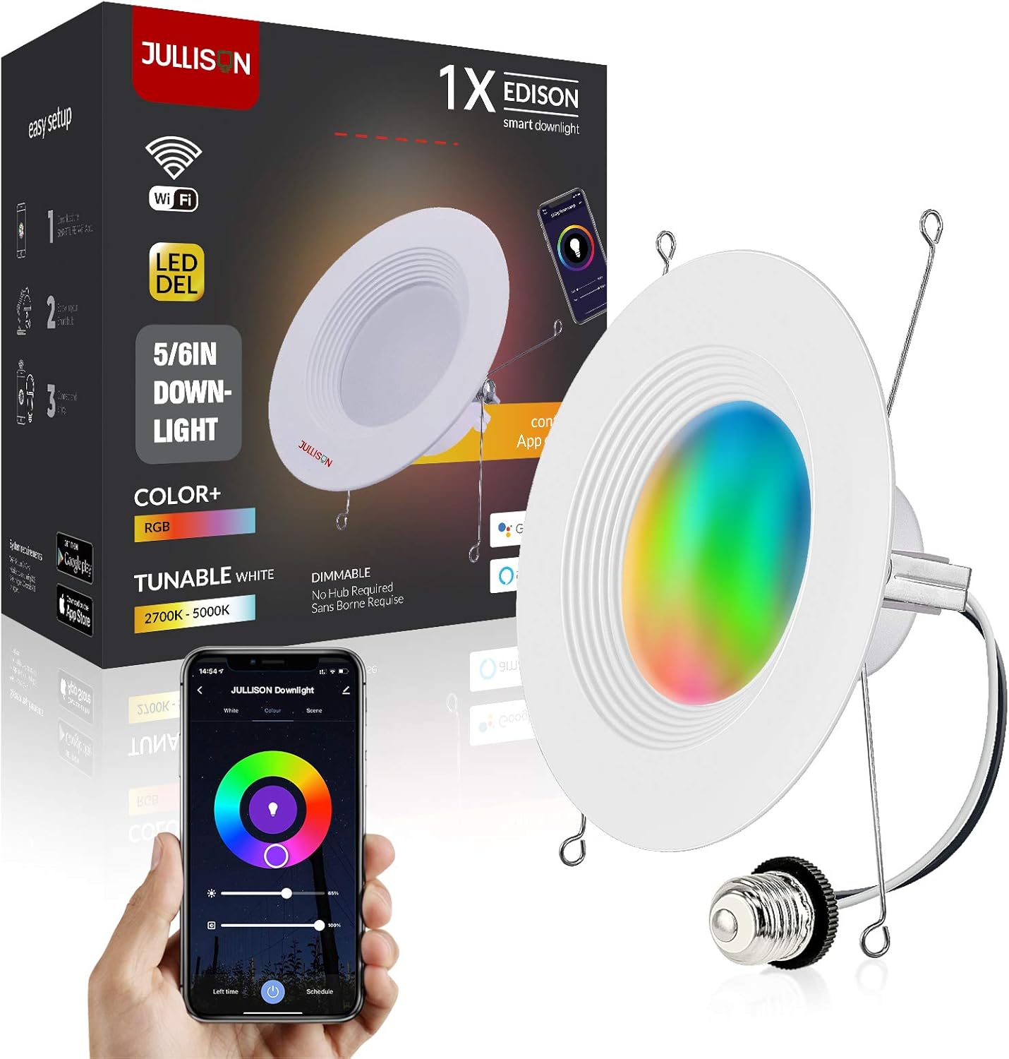 JULLISON Smart WiFi LED 5/6 Inch Recessed Downlight Retrofit, UL ...