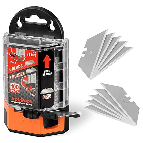 HORSUDY 100-Pack Utility Knife Blades, Box Cutter Blades Replacement ...
