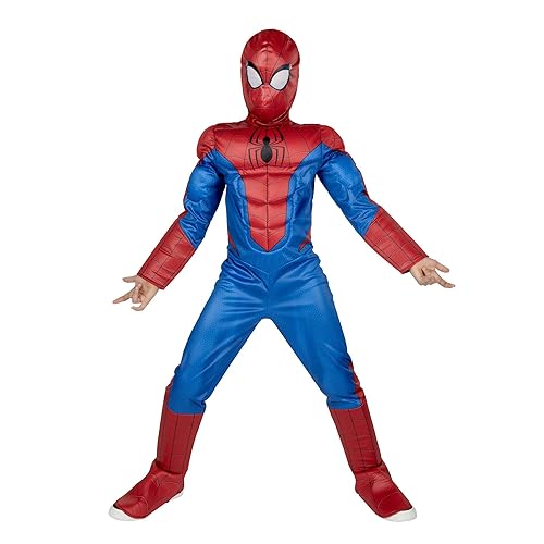 MARVEL Boys Deluxe Spider Man Costume, Kids Spiderman Superhero ...