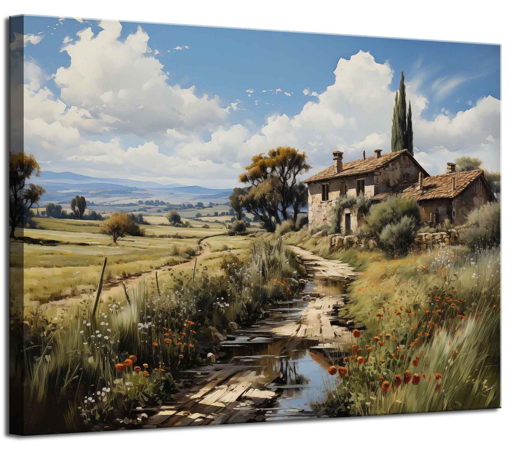 ZYGARTEQ Rustic Farmhouse Canvas Wall Art Nature Wildflower Field ...