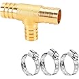 Amazon.com: AOPANDA 1" Brass Barb Tee Fittings T-Shaped 3 Ways Union 1" ID Hose Pipe Fitting for ...