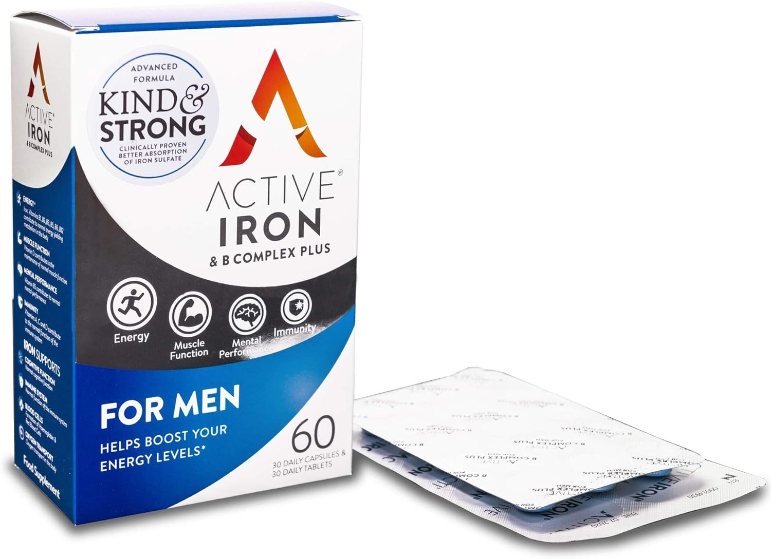 Active Iron For Men | 30 Iron Tablets & 30 Multivitamin Tablets | Iron ...