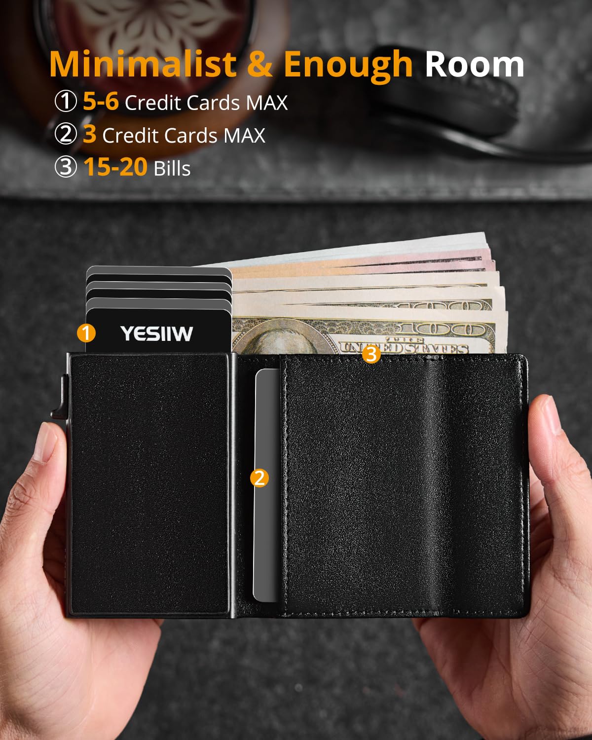 Mua YESIIW Airtag Wallet for Men, RFID Blocking Wallet, Trifold Leather ...