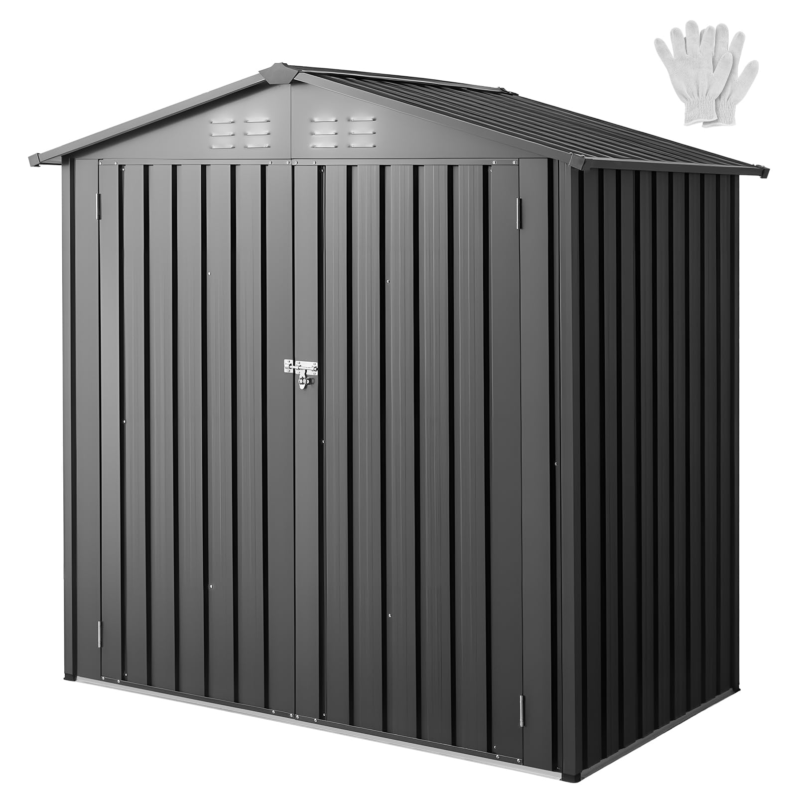 VEVOR 6 x 4 FT Metal Garden Shed, Outdoor Storage Shed with Lockable ...