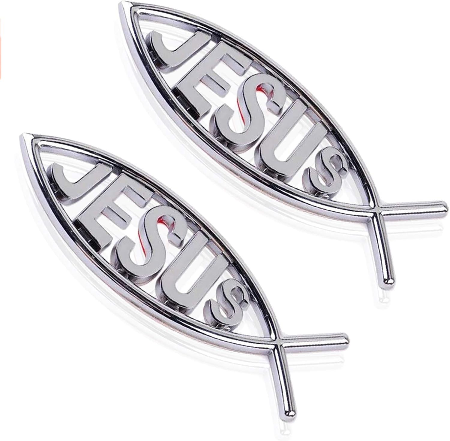 2pcs Jesus Fish Decal Sticker Silver,3D Car Chrome Decal Emblem Sticker ...