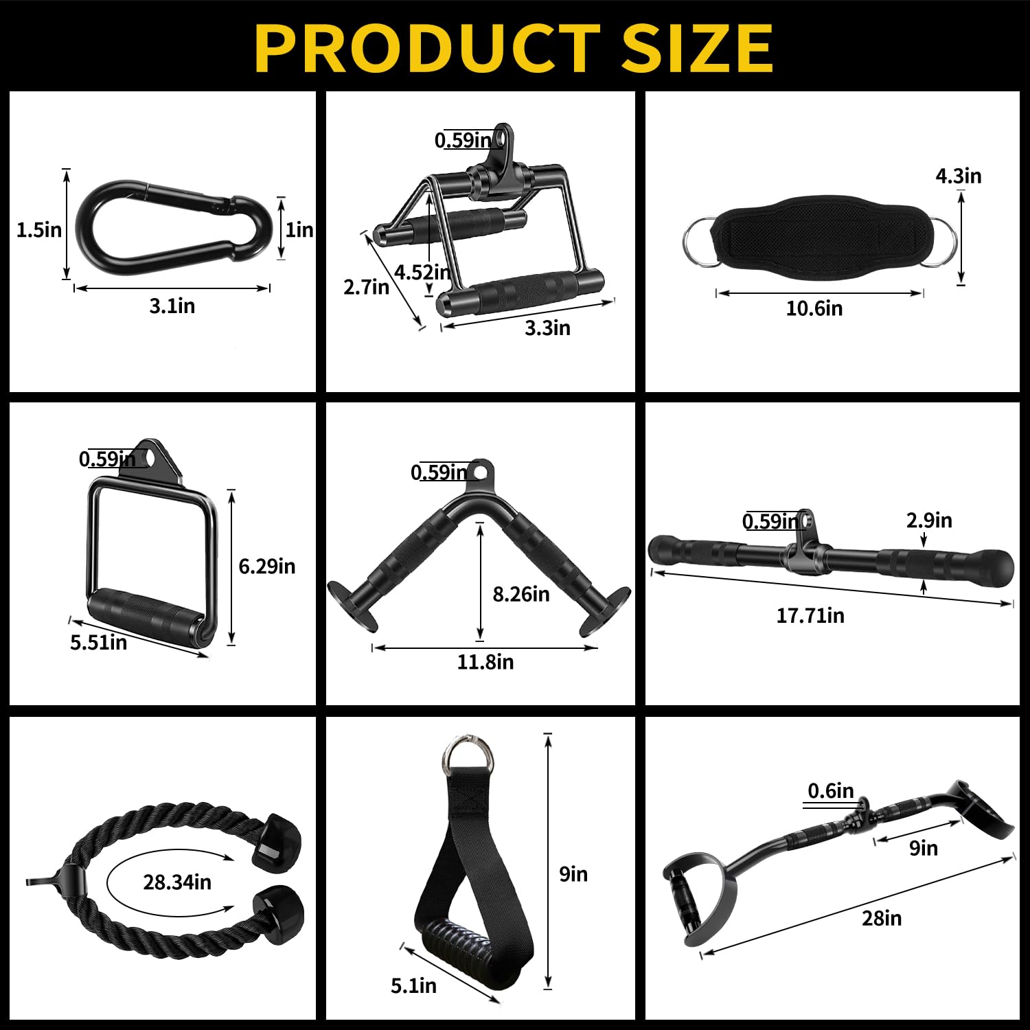 Mua 21 PCS Cable Attachments for Gym Set with Wide Grip Lat Pull Down ...