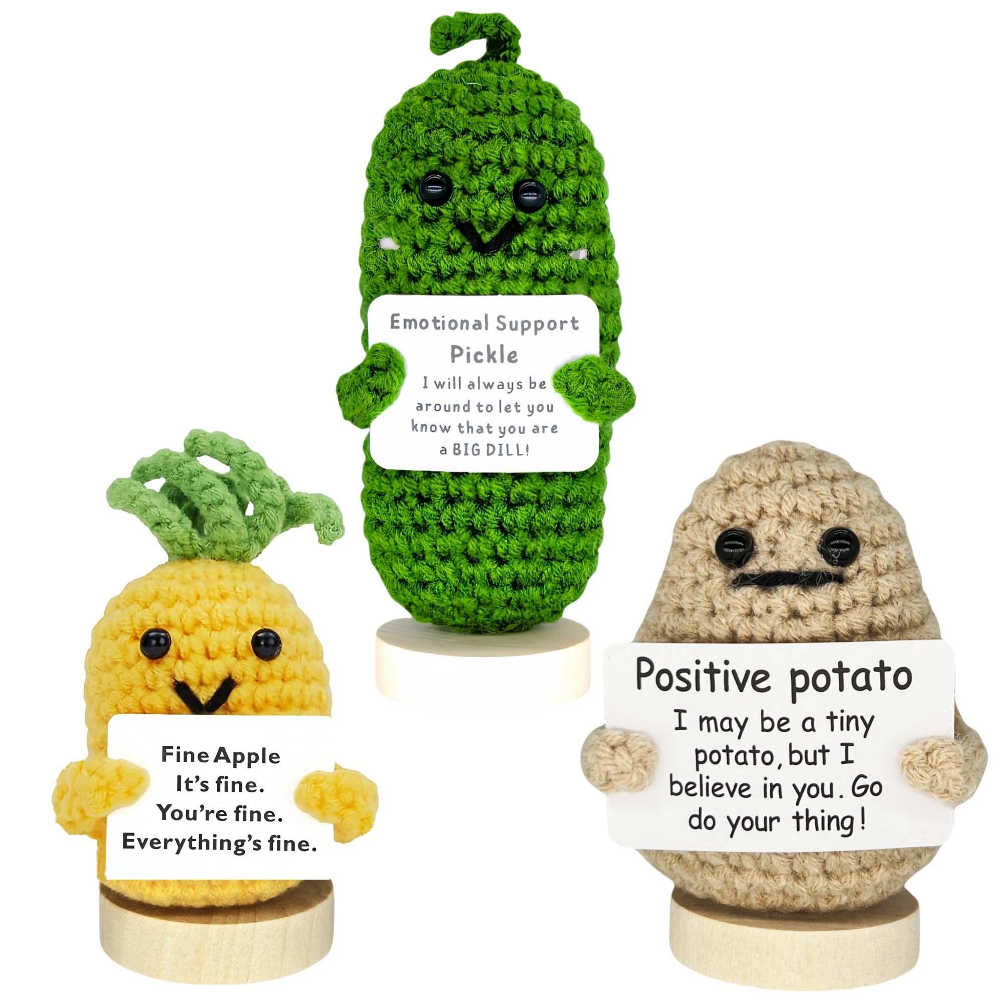 3 Pack Positive Potato Crochet Gift - Emotional Support Plush Toy with ...