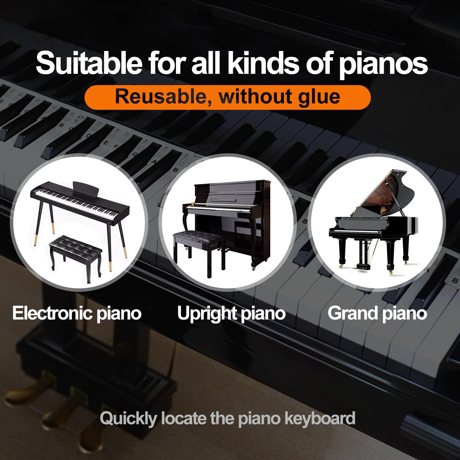 Mua BlingKingdom Removable Piano Keyboard Note Labels 88-Key Full Size ...