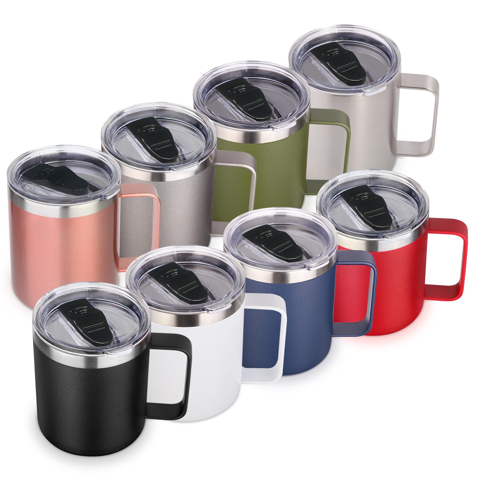 Volhoply 14oz Insulated Stainless Steel Coffee Mug with Lid Bulk 8 Pack ...
