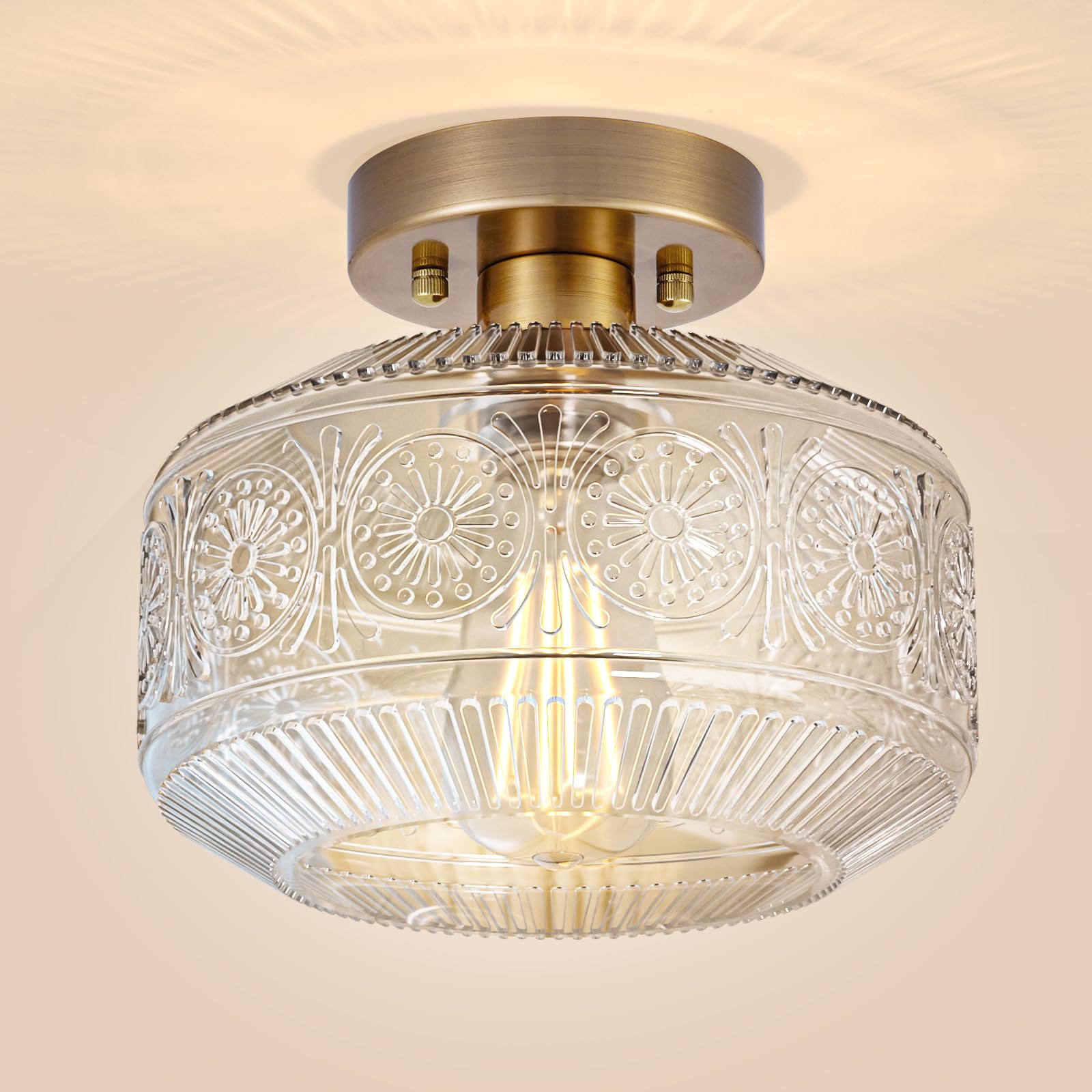 DSMJFU Semi Flush Mount Ceiling Light, Vintage Small Ceiling Light ...