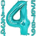 Amazon.com: Teal Blue Number 4 Balloon, 40 Inch Big Large Foil Helium ...