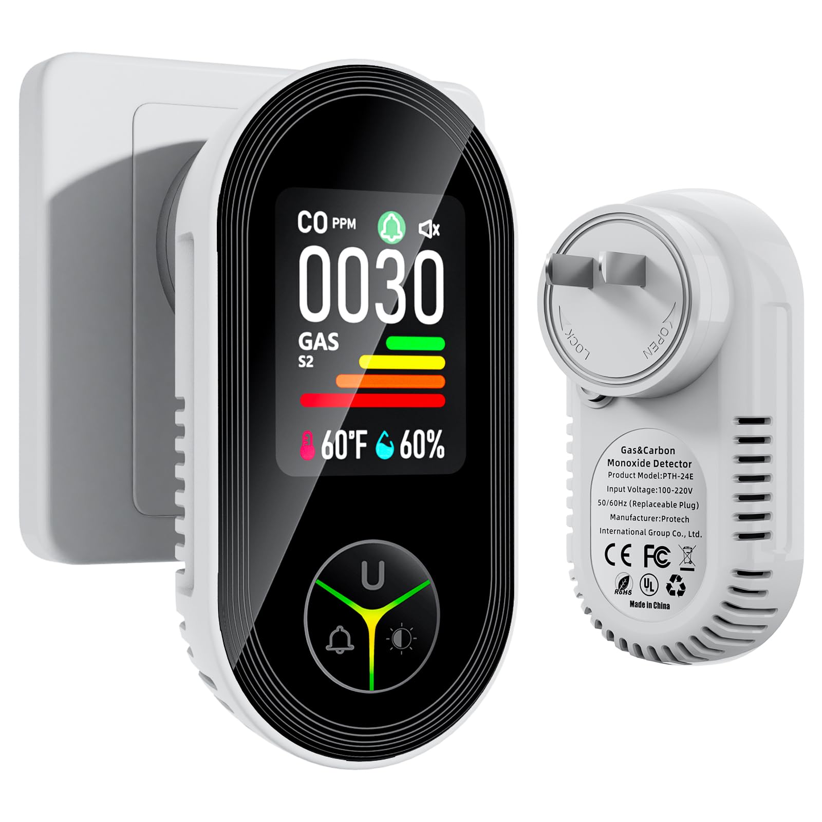 Travel Carbon Monoxide Detectors Plug in: Plug and Play C0 Monitor for ...