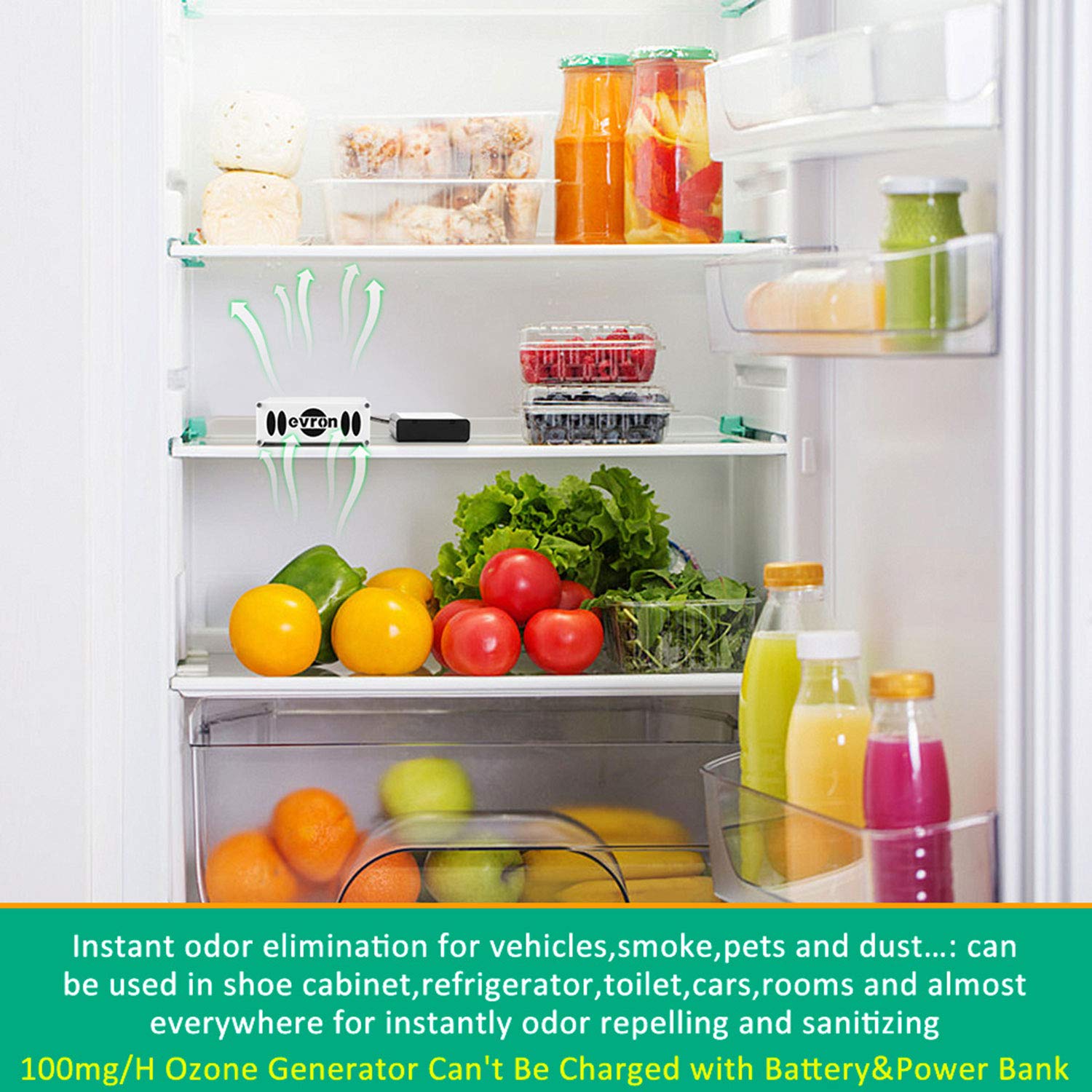 Evron Portable Ozone Generator 50mg/H Plug-in,Power-Bank & AA Battery ...