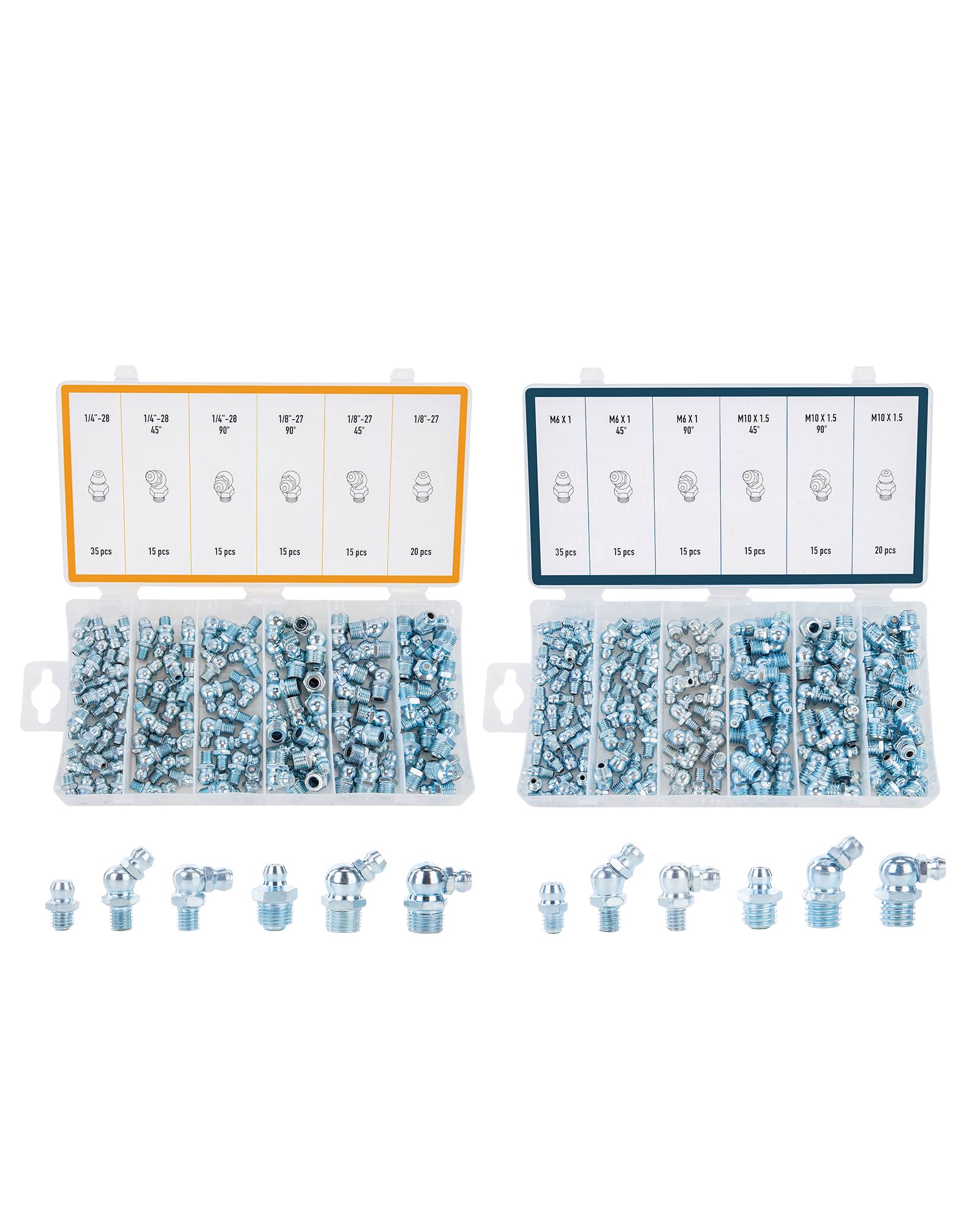 ZELCAN 230pc SAE & Metric Grease Fittings Kit, Hydraulic Grease Zerk ...