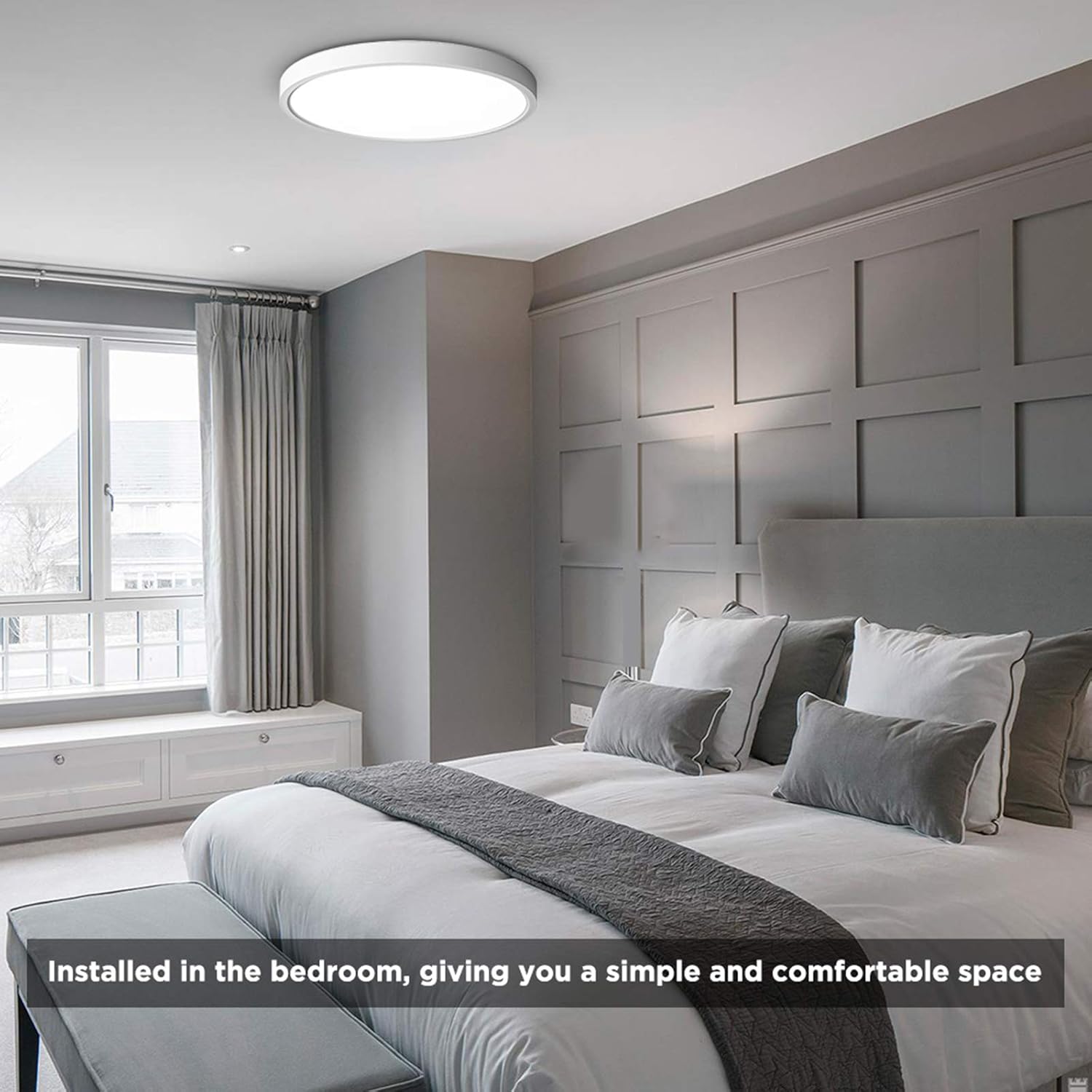 Taloya LED Flush Ceiling Light Neutral White (4000k) Round White 18w ...