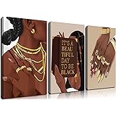 Amazon.com: EXCOOL CLUB Black Girl Wall Art - 12x16 Boho Black Women Wall Art Decor, Black Woman ...