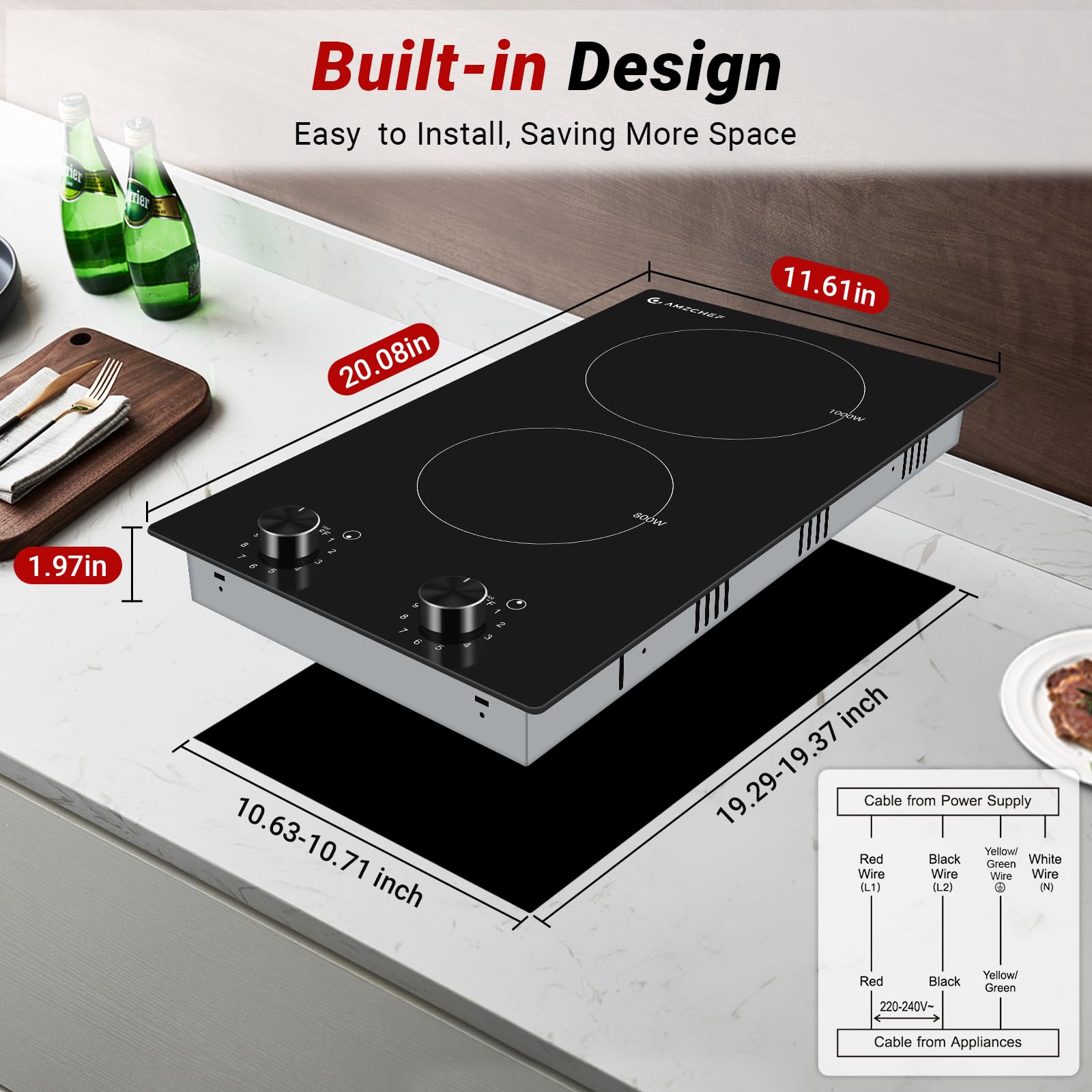 Mua AMZCHEF Domino Plug In Induction Hob, 2800W Built-In Electric ...