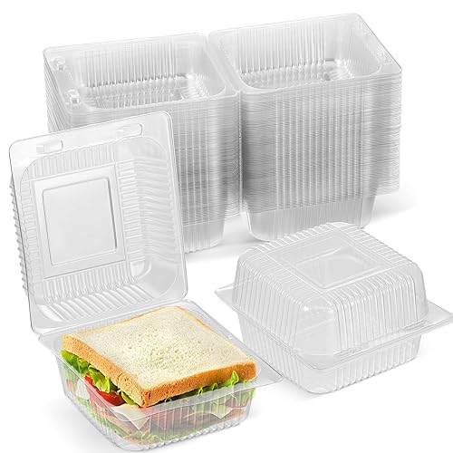Clear Hinged Square Plastic Cake Containers 5 x 4.8 Inches Dessert ...