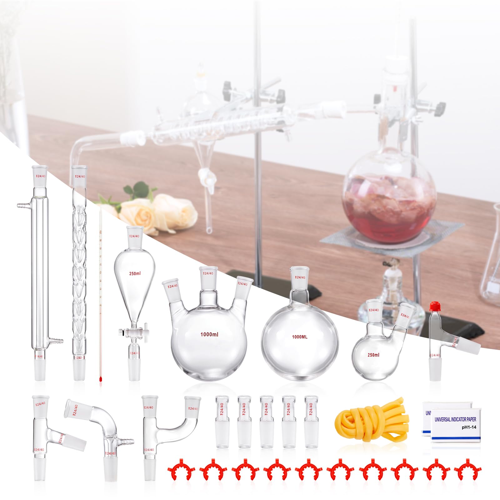 VEVOR Lab Distillation Kit, 3.3 Boro Lab Glassware Distillation Kit ...