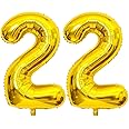 Amazon.com: Gold 22 Number Balloons, 40 Inch Giant Number 22 Balloons ...