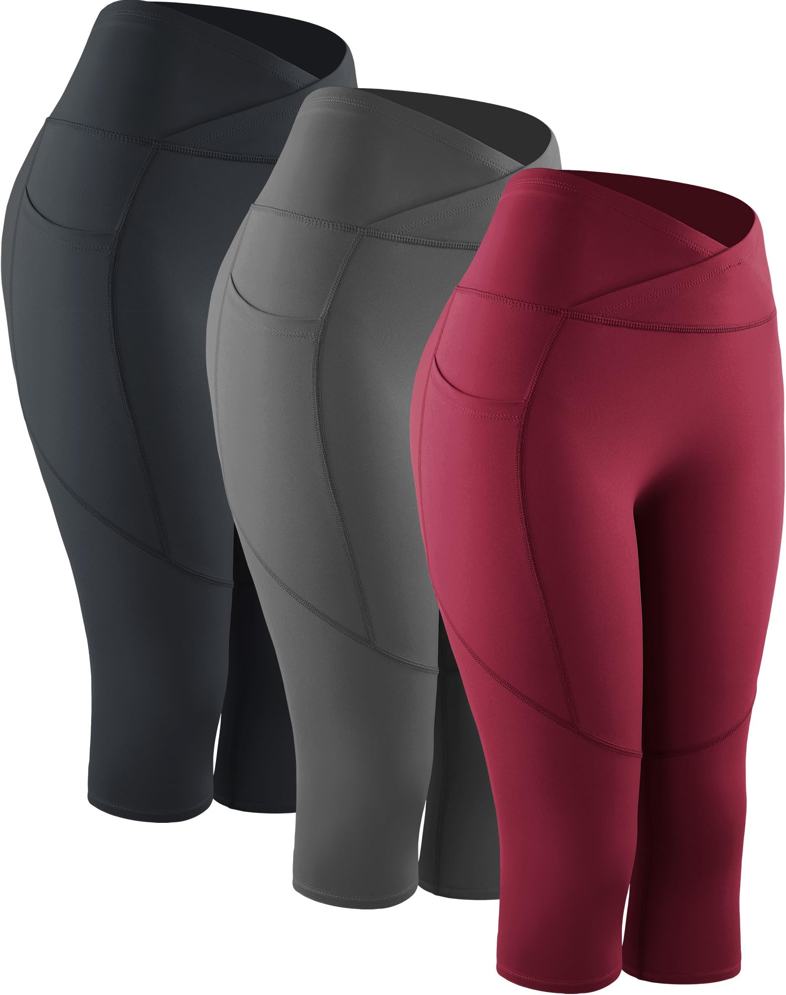 NELEUS Women's Nylon Yoga Capri Pants Workout Running Tights,9123,Black ...