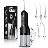 Amazon.com: COSLUS Water Dental Flosser Teeth Pick: 2 Pack 300ml Portable Cordless Oral ...