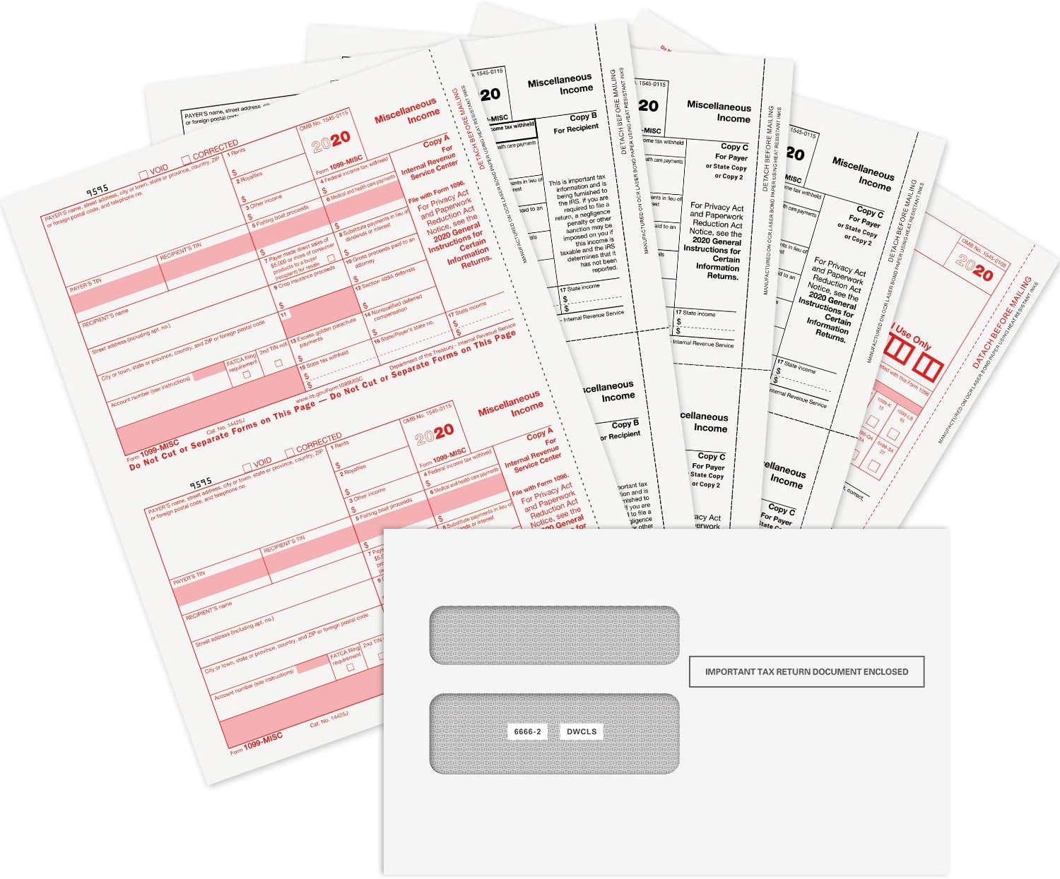 Amazon.com : 1099 MISC Forms 2020, 4 Part Tax Forms Kit, 25 Vendor Kit of Laser Forms Designed ...