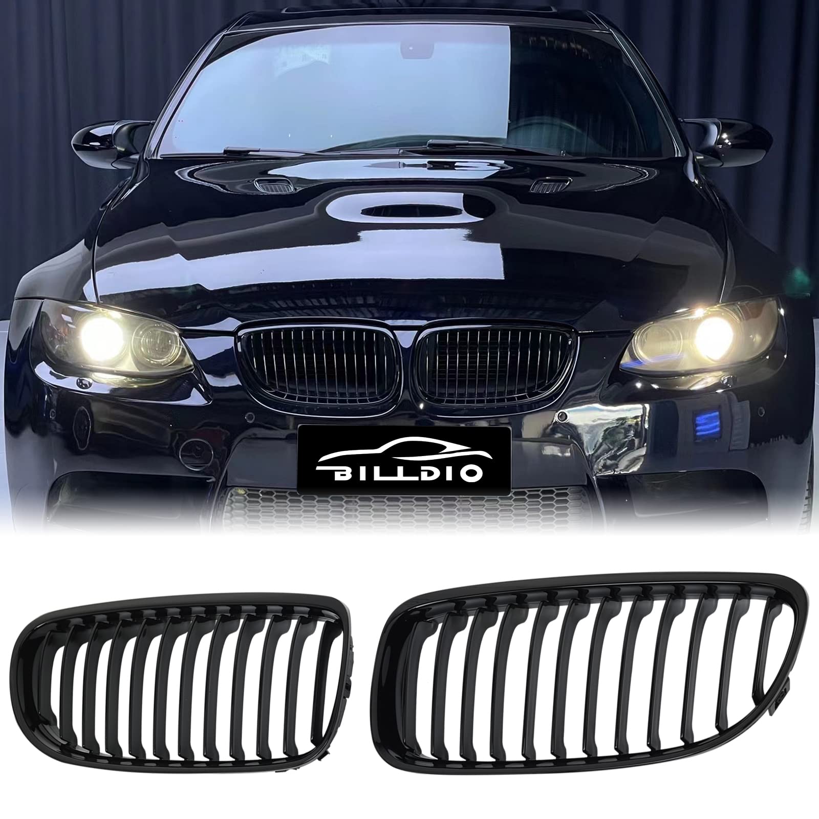 BILLDIO E90 Grille - Black Kidney Single slats Grill Compatible With BMW 3 series E90 2009-2011 ...