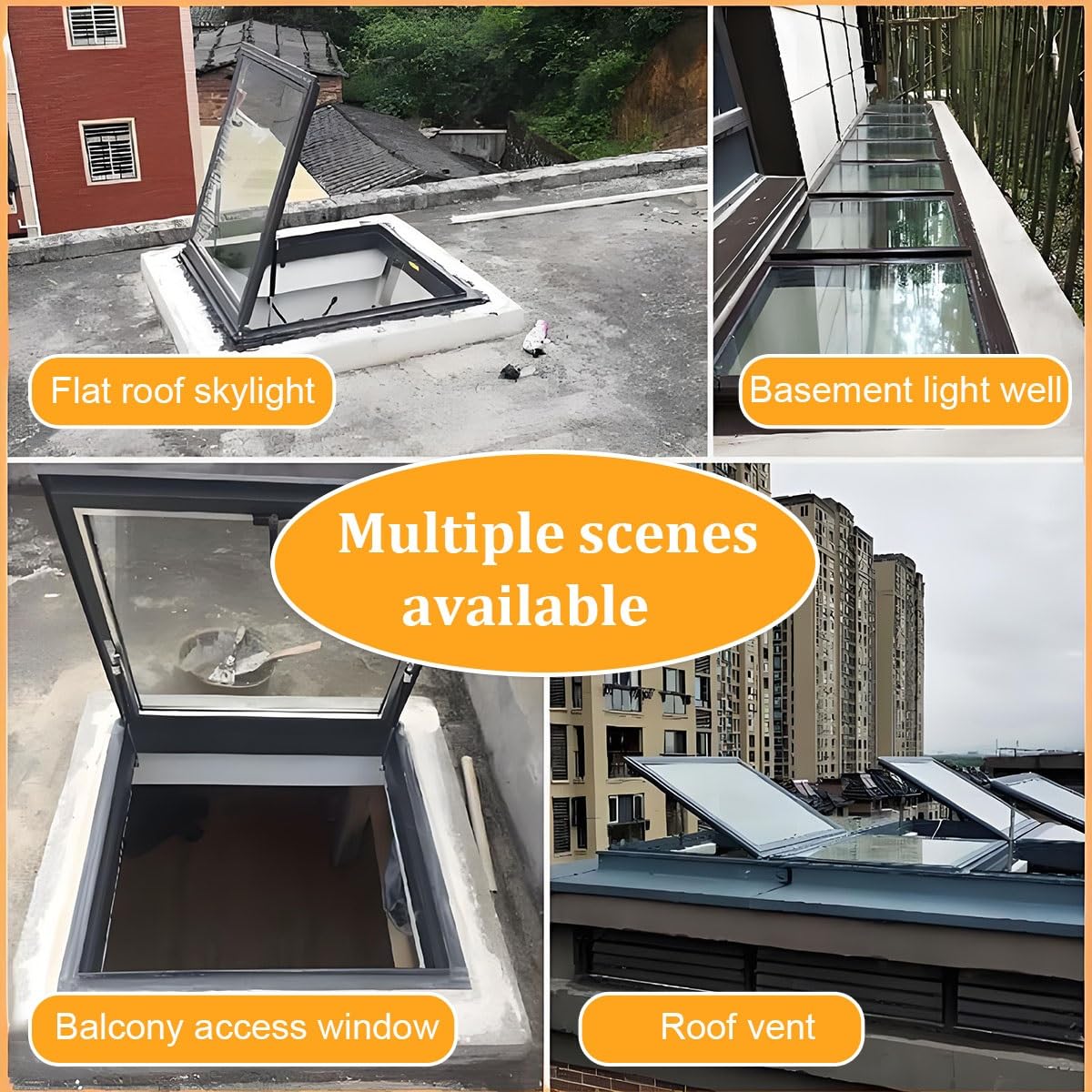 Skylight Roof Window, Sloped Flat Roof Lighting Well Window For Indoor Attic, Egress Roof Window ...
