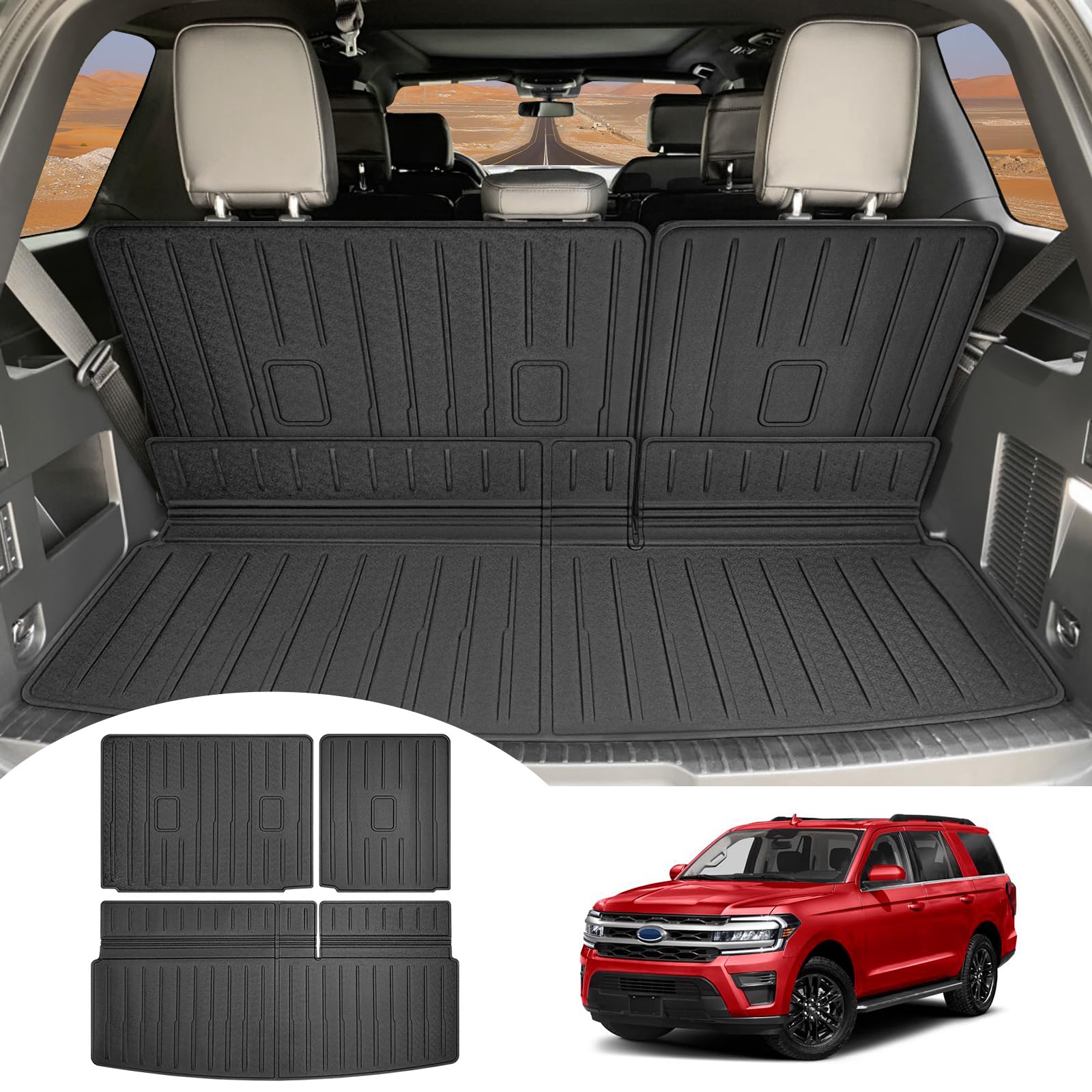 Cargo Mat with Seat Back Mat Fit for 2018-2024 Ford Expedition/Lincoln ...
