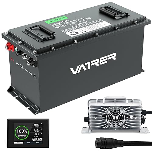 VATRER POWER 48V 105Ah Narrow Lithium Golf Cart Battery, Built-in Smart ...