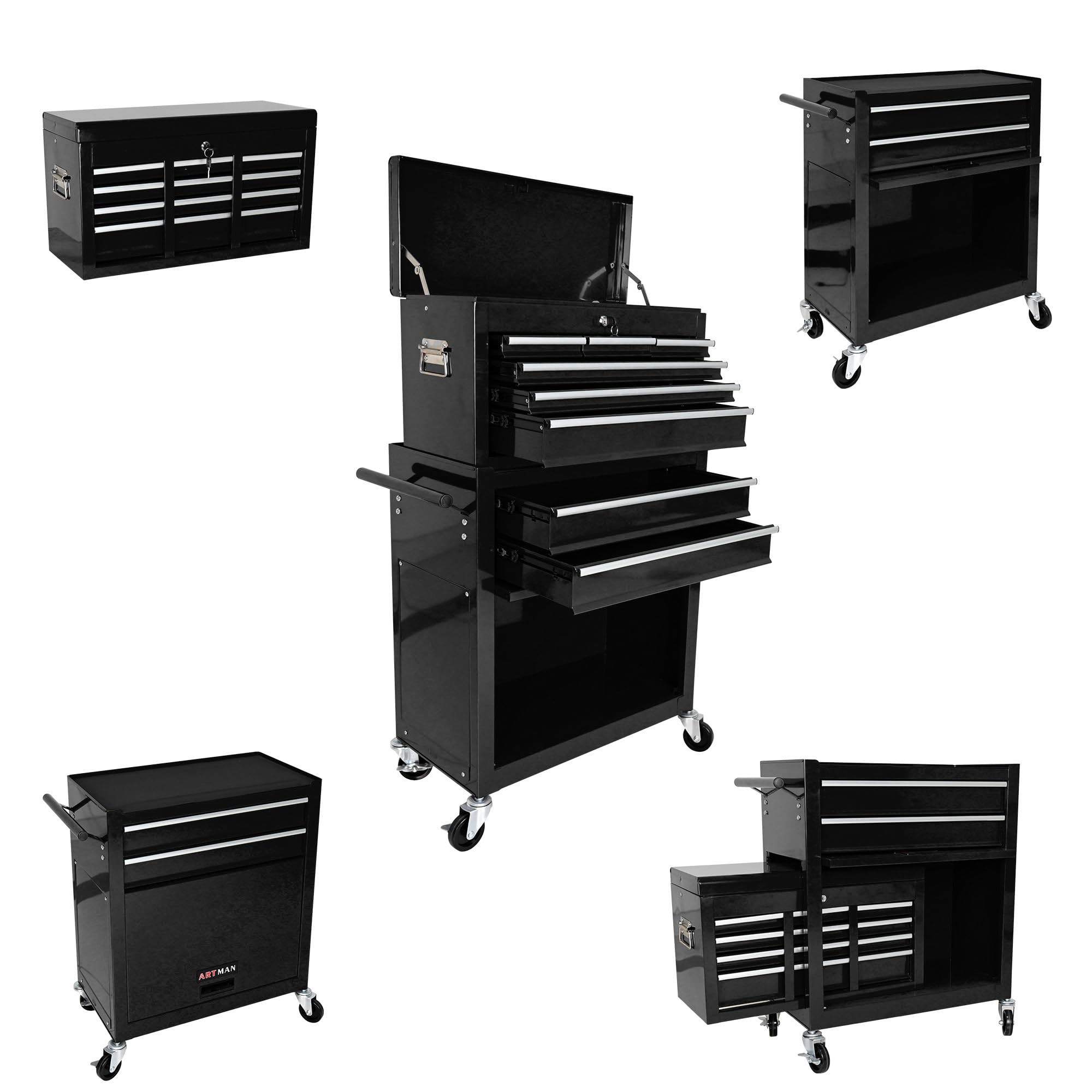 Fulvari Rolling Tool Chest, 8 Drawers Rolling Tool Chest With Wheels, Portable Rolling Tool Box ...