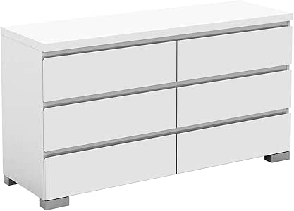 Elara High Gloss 6 Drawer Chest Storage Cabinet Slanted Drawers No ...