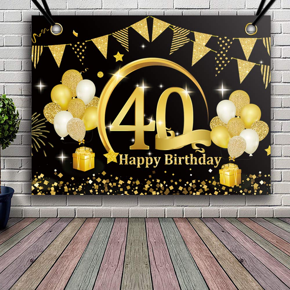 Buy APERIL 40th Birthday Party Decoration Black Gold Extra Large Happy