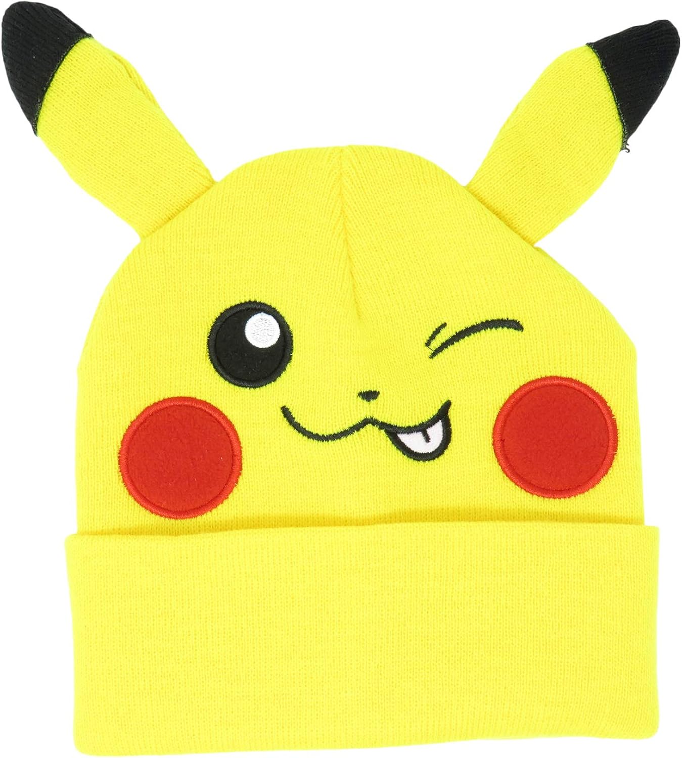 Bioworld Pokemon Pikachu Winking Embroidered Beanie Cap Hat One Size ...