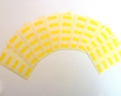 100 Labels , 20x10mm Arrow Shape , Yellow , Removable / Low Tack Colour ...