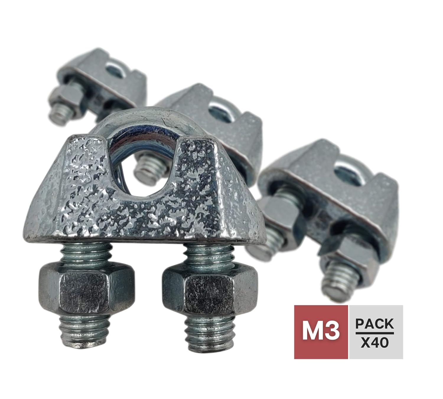 DOJA INDUSTRIAL | WIRE ROPE CLIP CABLE CLAMP M3 | PACK 40 | Steel Cable ...