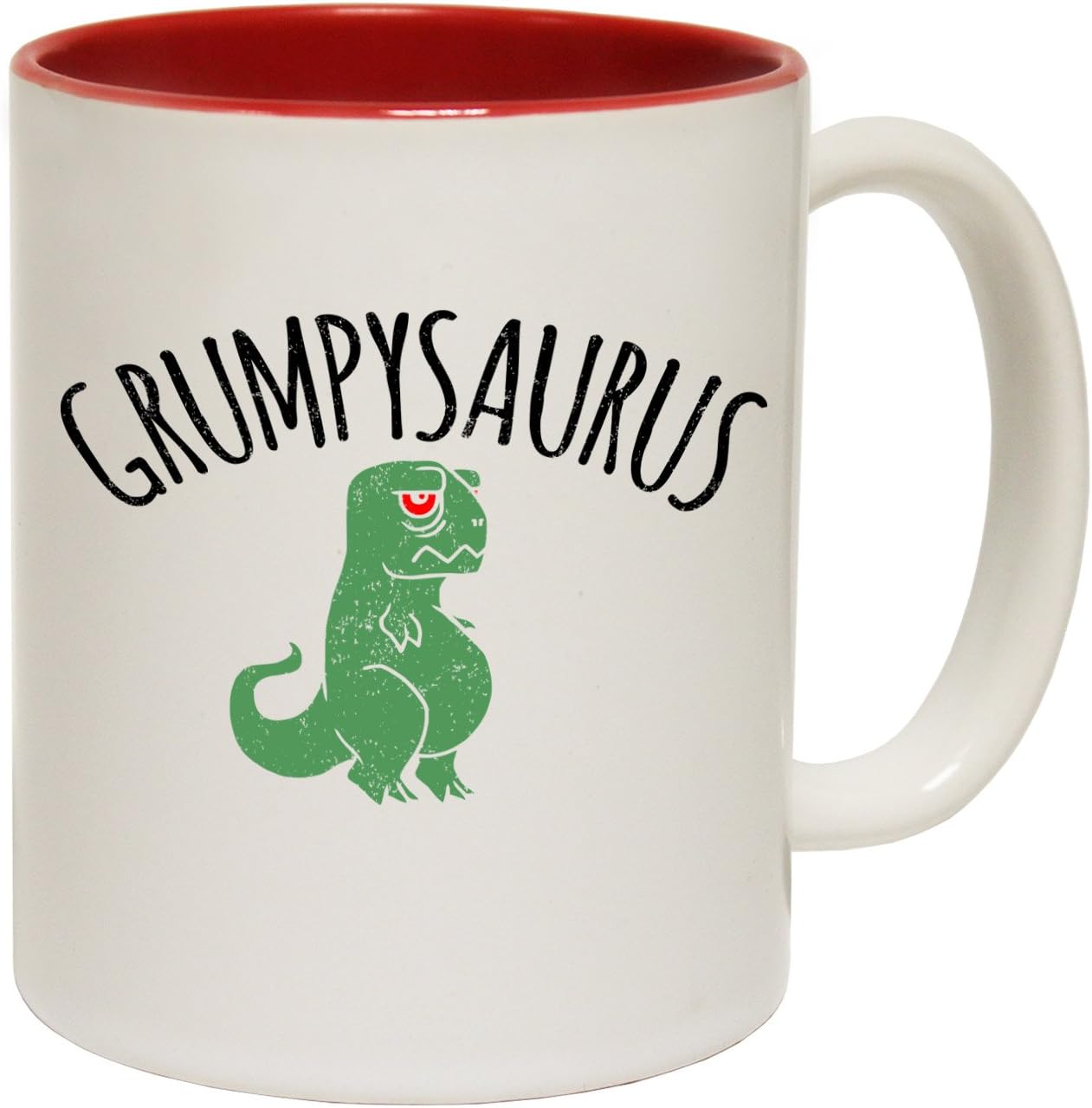 123t Grumpysaurus T-Rex Dinosaur Ceramic Mug Slogan Funny Cup With Red ...