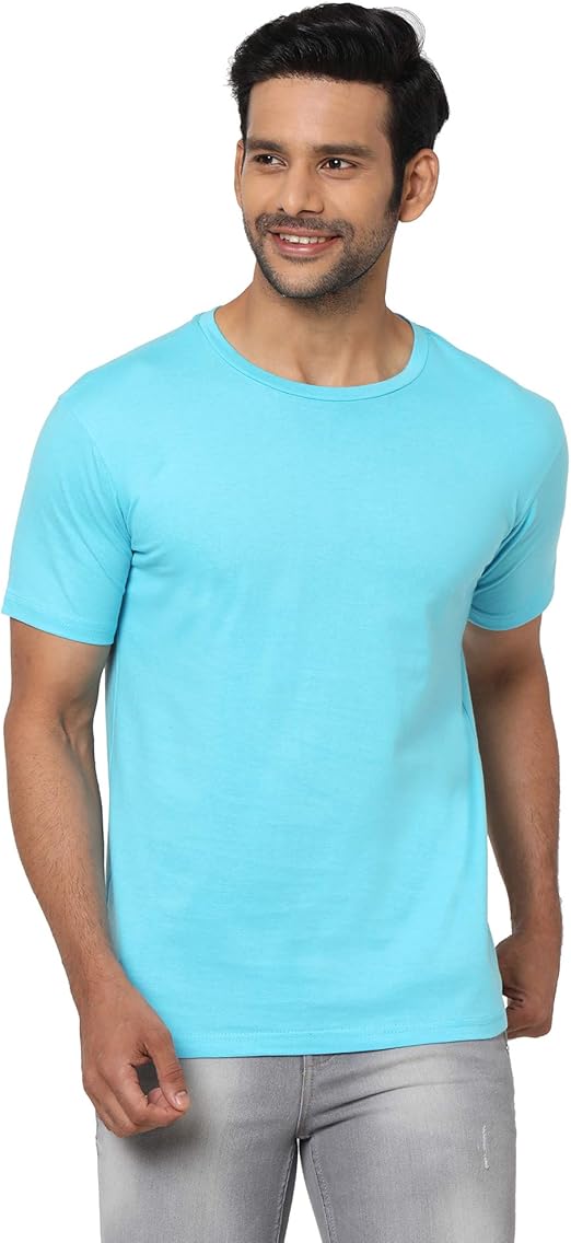 Buy Perfect Prints Solid Men Ocean Blue T-Shirt at Amazon.in