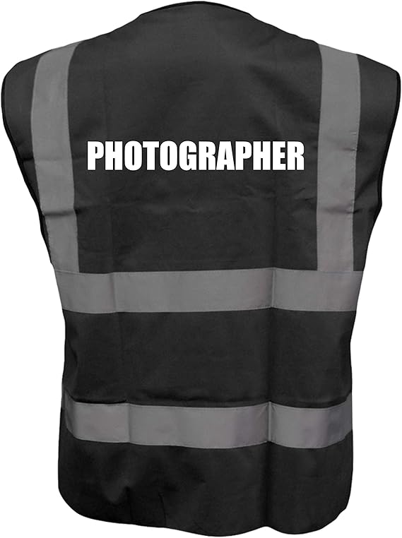BLACK Hi Vis vest PHOTOGRAPHER Vest Waistcoat Safety Vest X-Large ...