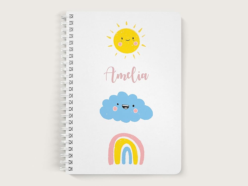 Amazon.com: Personalized Rainbow Notebook for Kids, Lined or Unlined ...