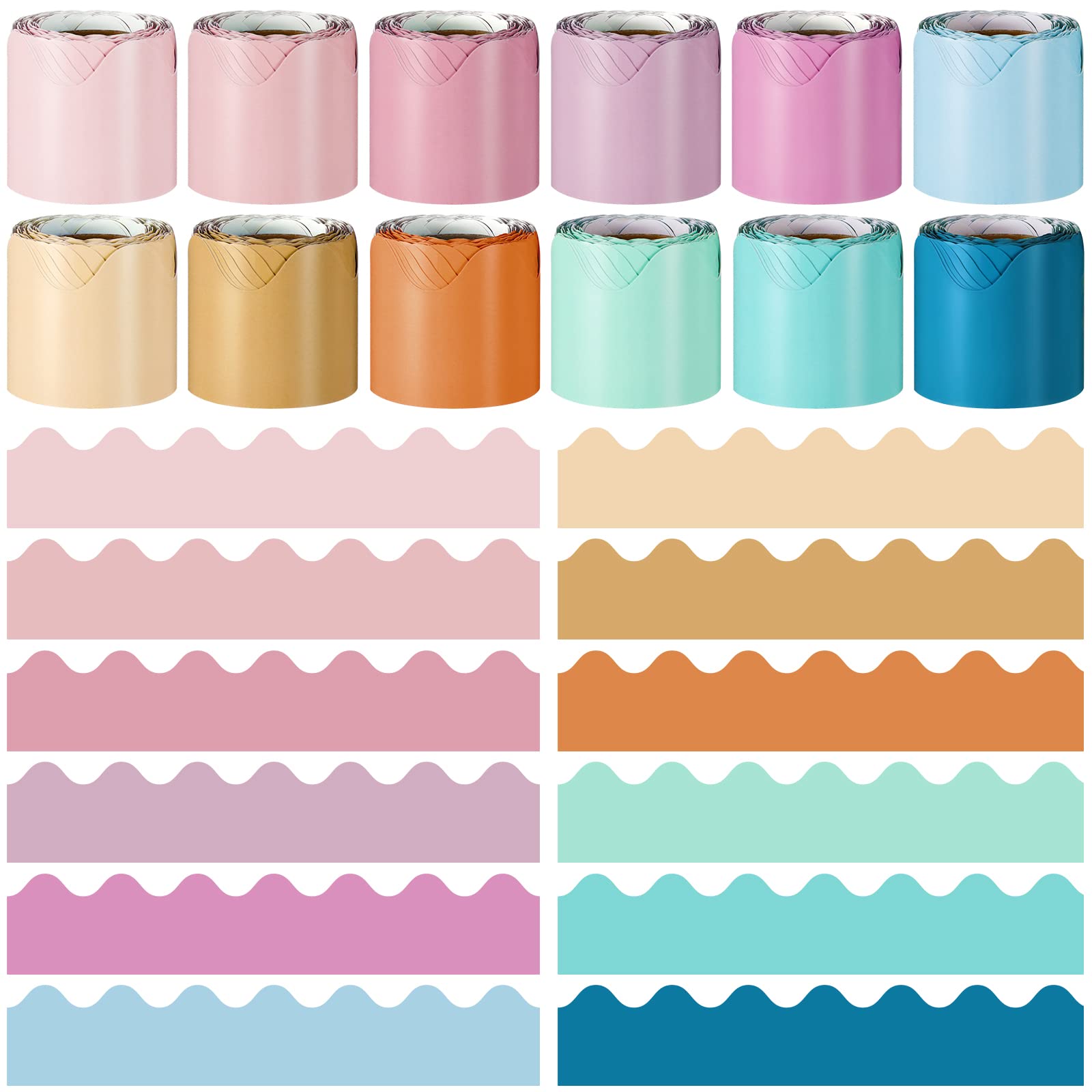 Thenshop 12 Pack 394 Feet Colorful Scalloped Bulletin Board Borders ...