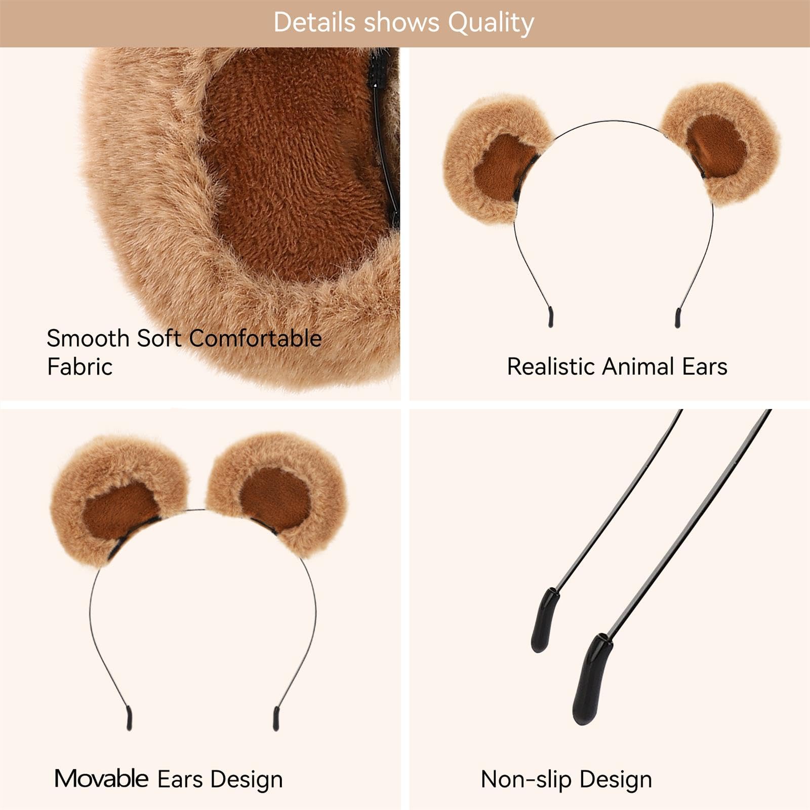 Mua Brown Bear Ears Cute Headband Fluffy Grizzly Bear Hairband, Animal ...