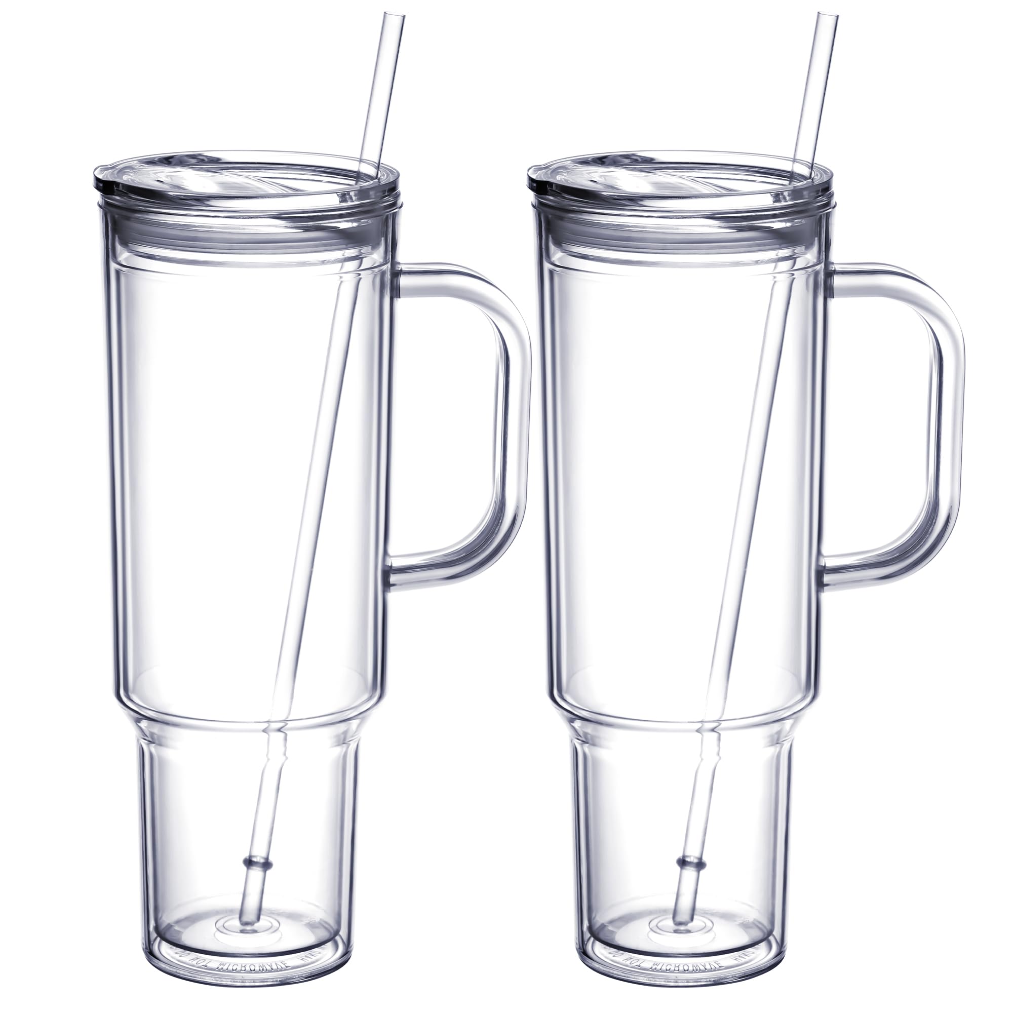 MEWAY 40 oz Tumbler with Handle and Straw Lid?Double Wall Vacuum ...