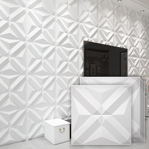 Art3d Textures Decorative 3D Wall Panels Sheets Diamond Design in White ...
