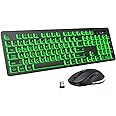 Amazon.com: Large Print Wireless Keyboard and Mouse - 7 Colors Backlit ...