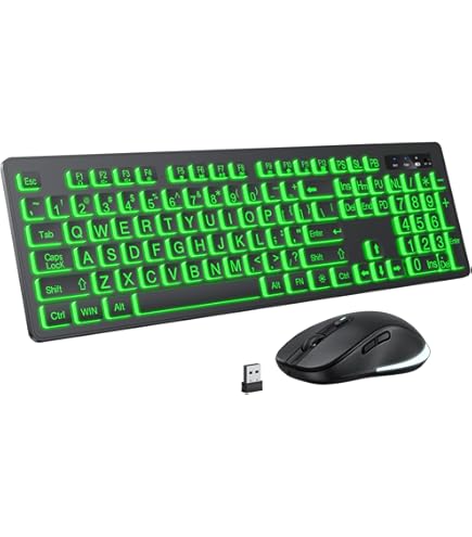 Senior Friendly Keyboard Large Print Wireless Keyboard & Mouse ...