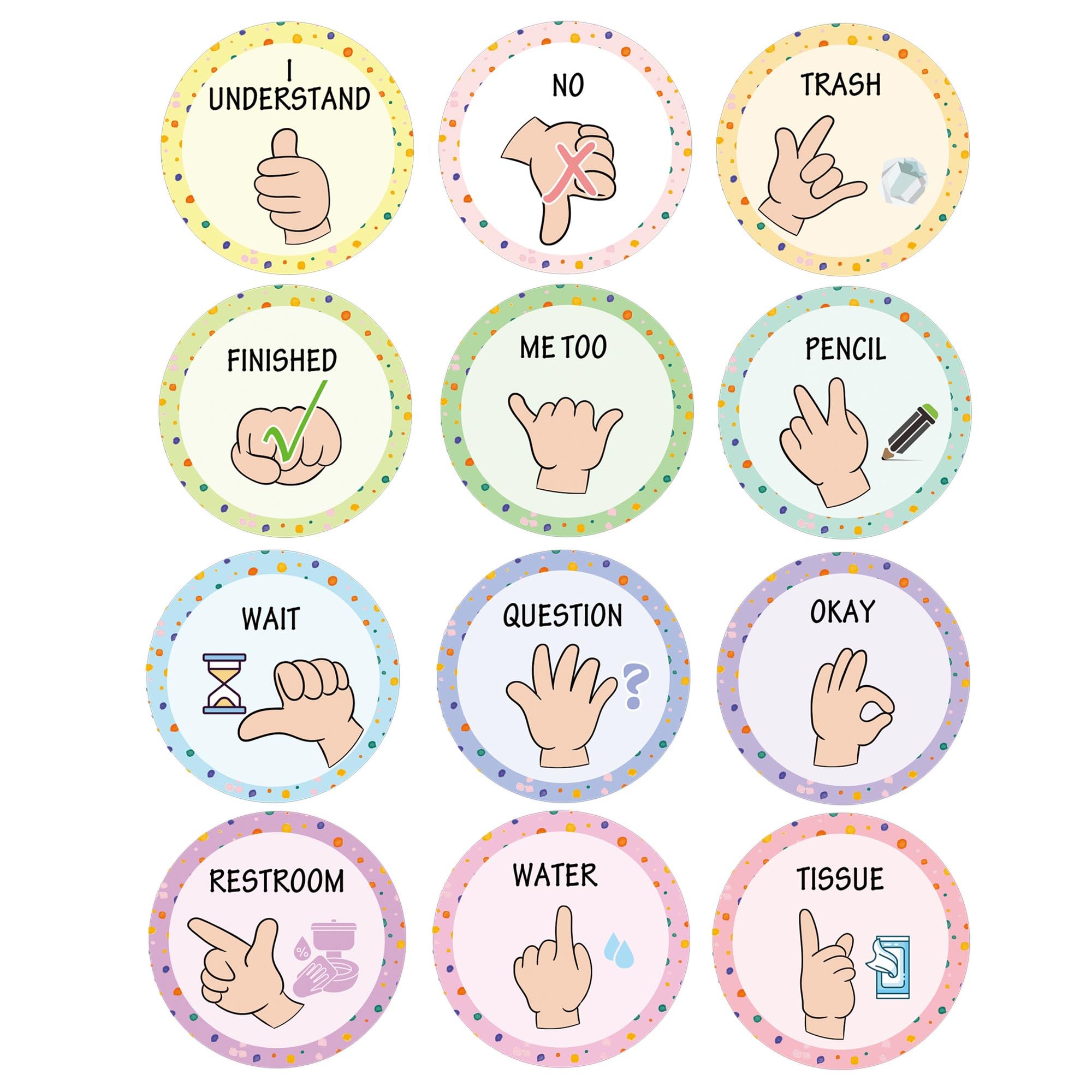 Well tile 24 Pack Boho Classroom Hand Signals Posters Classroom Seat ...