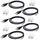 Amazon.com: ELNONE 2PCS USB Female Pigtail 2 Wire,0.3M/1Ft 20AWG USB 2.0 Female Plug to Bare ...